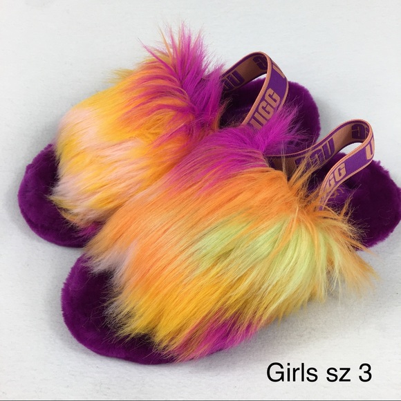 UGG | Shoes | Ugg Fluff Yeah Lamb Fur Slide Slipper Tie Dye ...